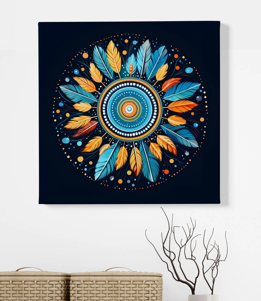 Obraz na plátně - Mandala vodní lapač FeelHappy.cz Velikost obrazu: 140 x 140 cm