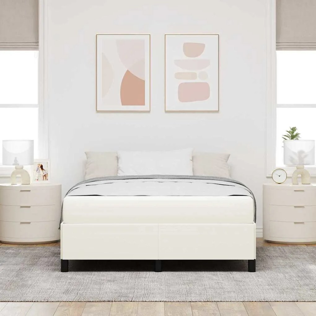 Rám postele s matrací Krémová 160 x 200 cm textil 3399132