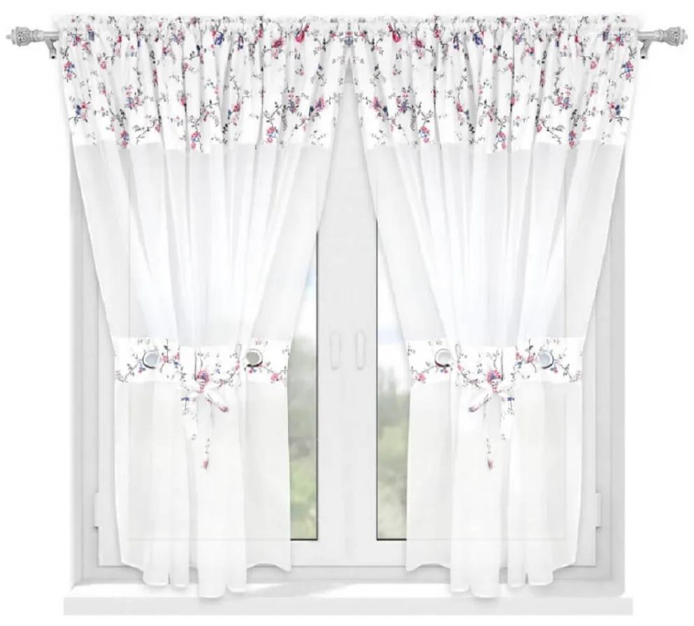 Fliying Hotová záclona dvoudílná Milena s květinami 400x160 cm