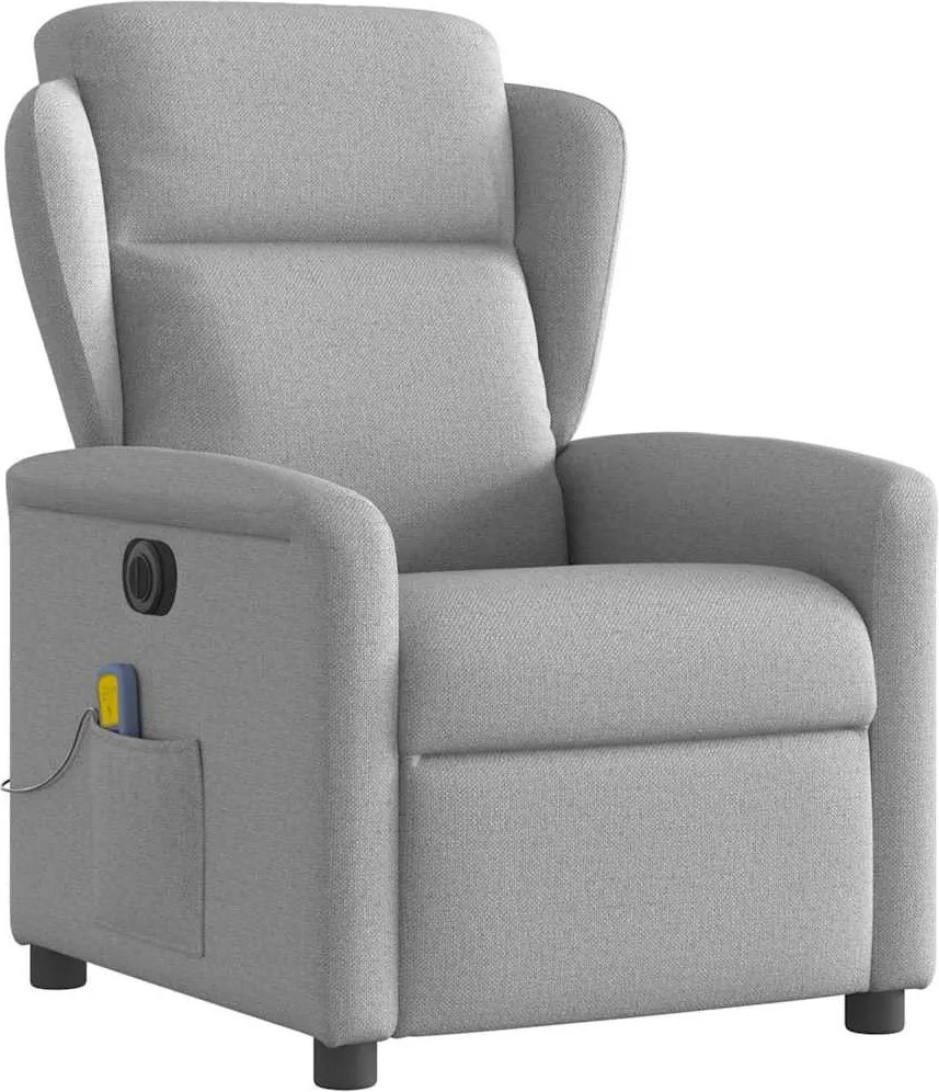 Elektrické masážní polohovací křeslo obláčkově šedé textil 3303133
