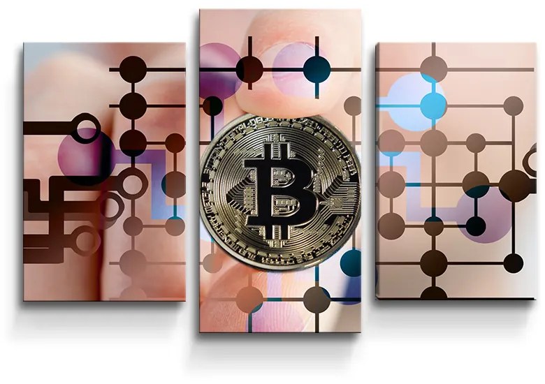 Sablio Obraz - 3-dílný Bitcoin - 75x50 cm