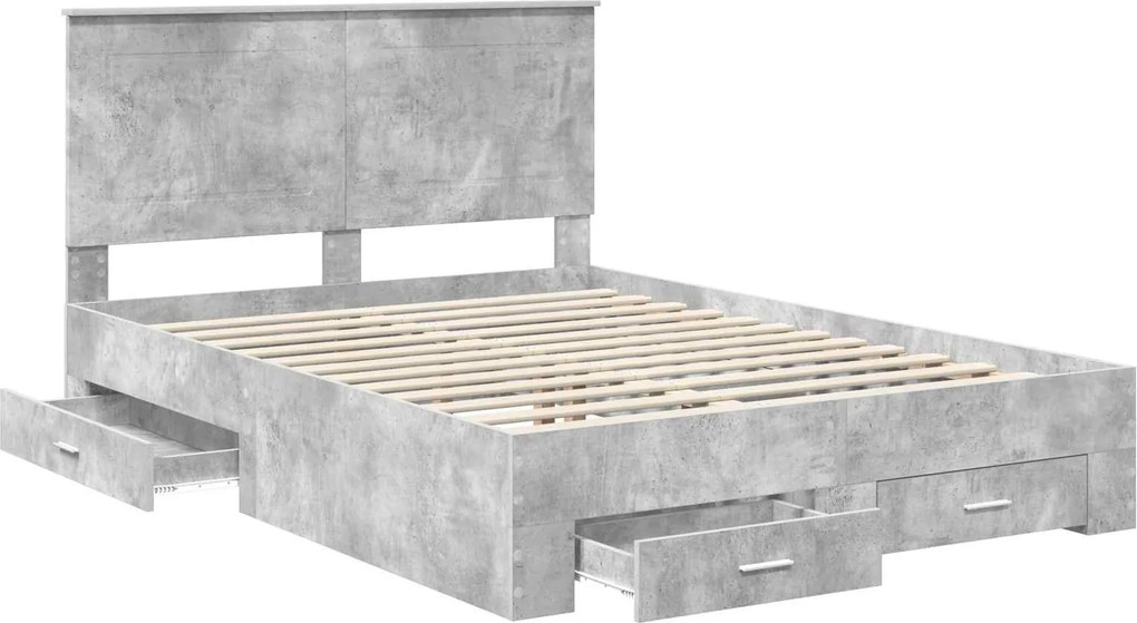 Rám postele s čelo Betonově šedá 140 x 200 cm Kompozitní dřevo 3409652