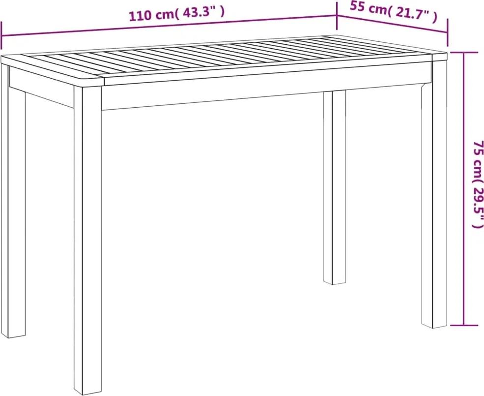 vidaXL Zahradní jídelní stůl 110 x 55 x 75 cm masivní akáciové dřevo [366368]