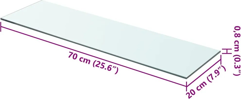 Policové desky 2 ks sklo čiré 70 x 20 cm 3051569