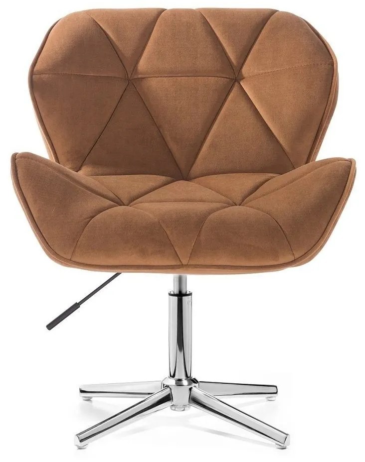 LuxuryForm DESIGN Otočná židle MILANO VELUR na stříbrném kříži - medová