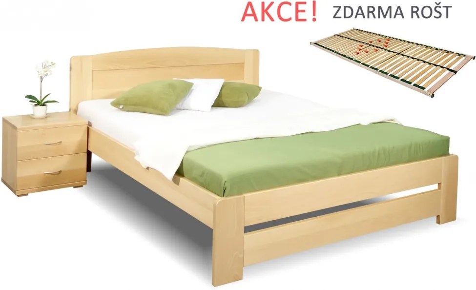 Postel s roštem Justina,120x200, 140x200, masiv buk BedWorld, 120x200 cm