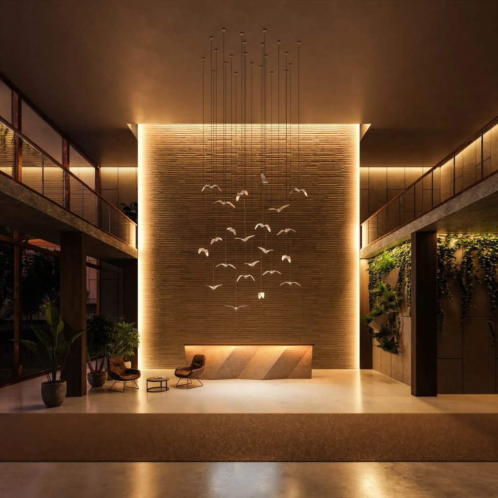 Designové závěsné svítidlo Brokis Night Birds PC962 Povrch Montury: Černý elox, Barva skla: Triplex opal Brokisglass mat, Povrch baldachýnu: pískovaný hliník lakovaný