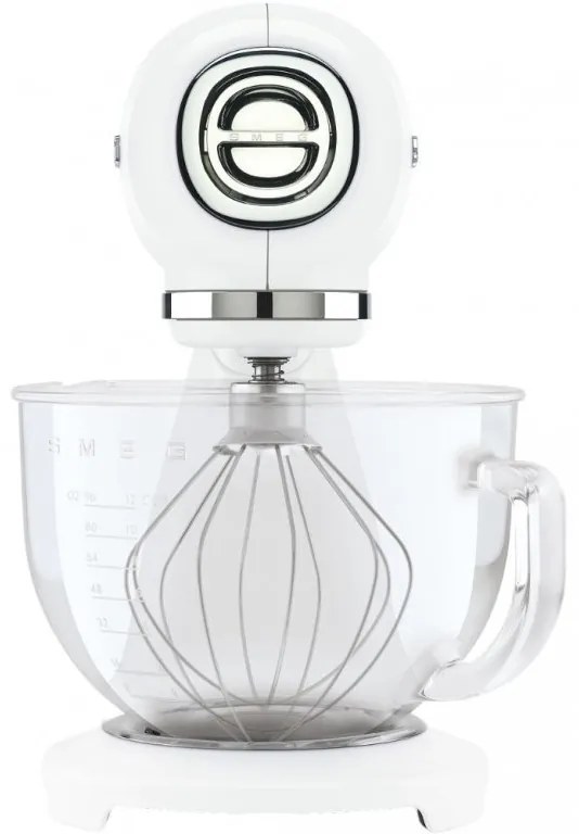 Kuchyňský robot se skleněnou mísou Smeg 50's style SMF13WHEU / 800 W / 4,8 l / bílá