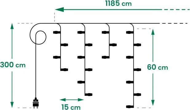 Venkovní LED světýlka s rampouchy 400 LED teplá bílá