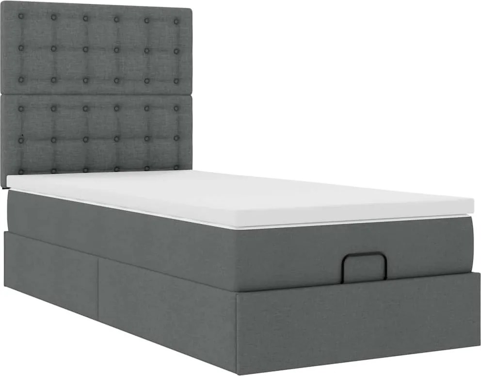 Osmanský rám postele s matrací tmavě šedá 100x200cm textil 3314149
