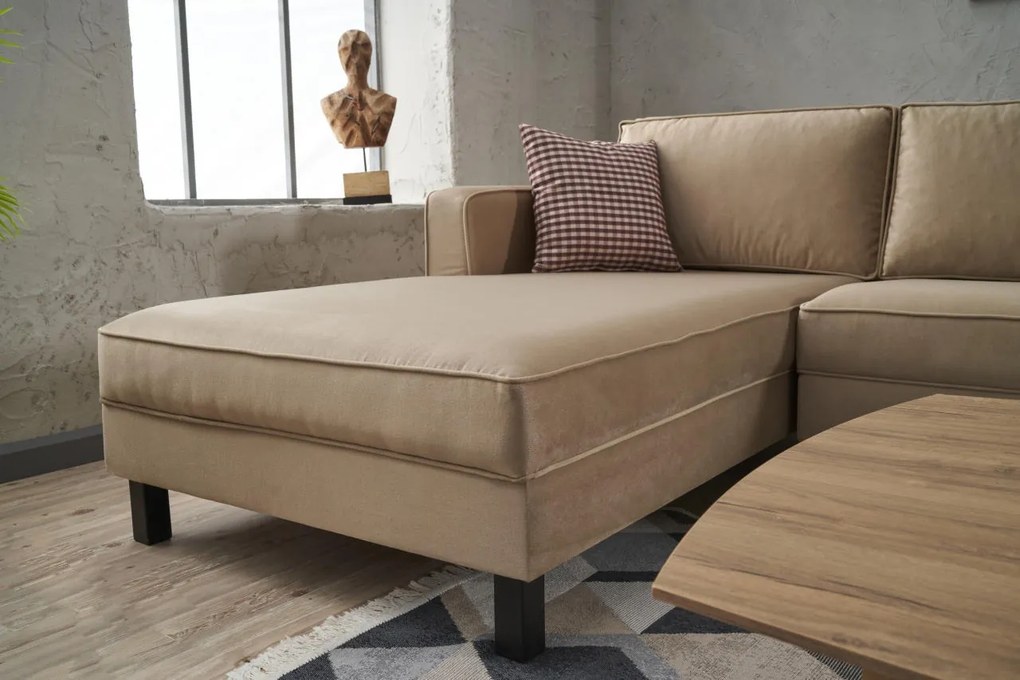 Hanah Home Sametová pohovka KALE krémová levá 825BLC2725