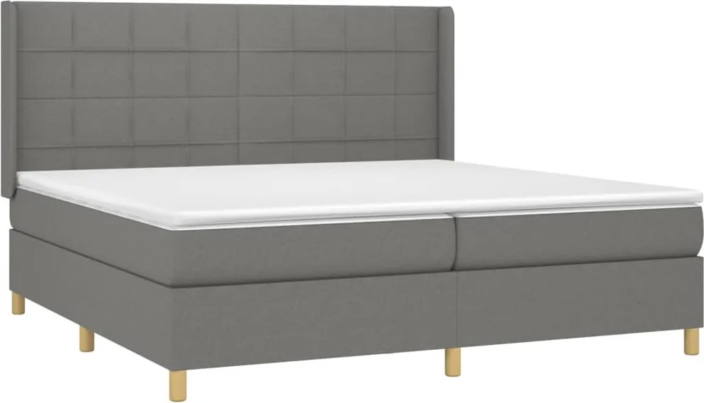 Box spring postel s matrací a LED tmavě šedá 200x200 cm textil 3138902