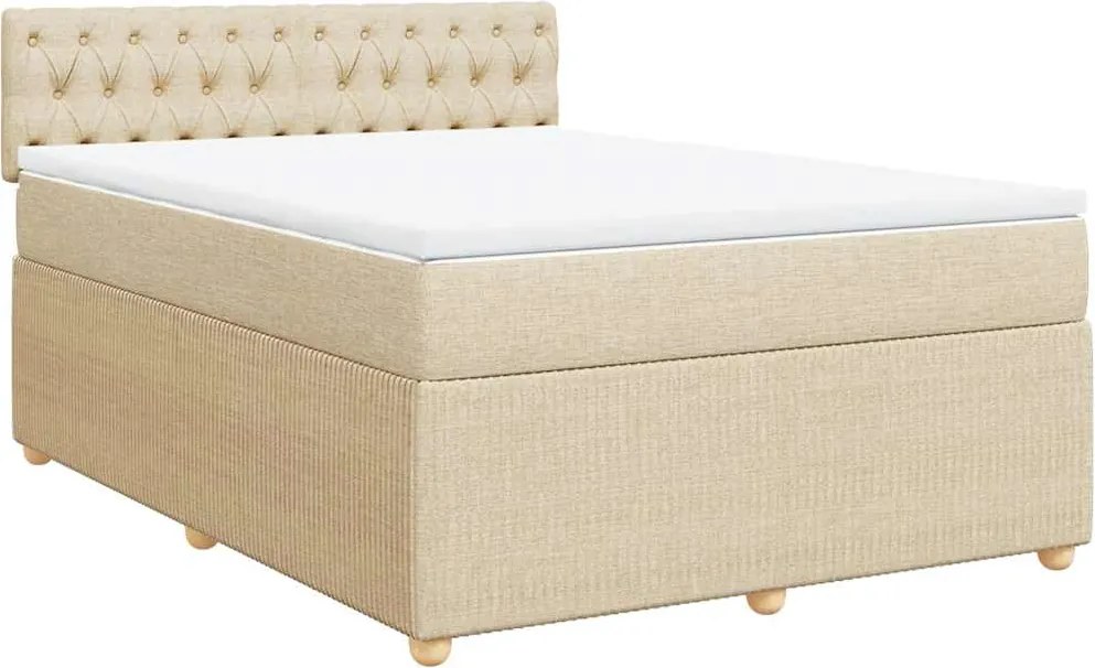 Box spring postel s matrací krémová 160x200 cm textil 3287519