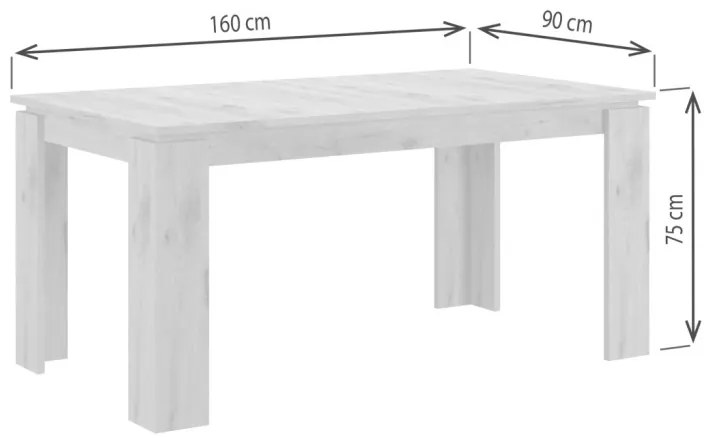 Rozkládací jídelní stůl Titan 160x90 cm, dub nox