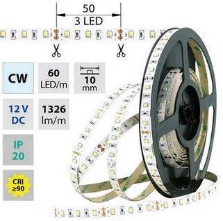 LED pásek McLED 12V studená bílá CRI90 š=10mm IP20 14,4W/m 60LED/m SMD2835 ML-121.702.60.2
