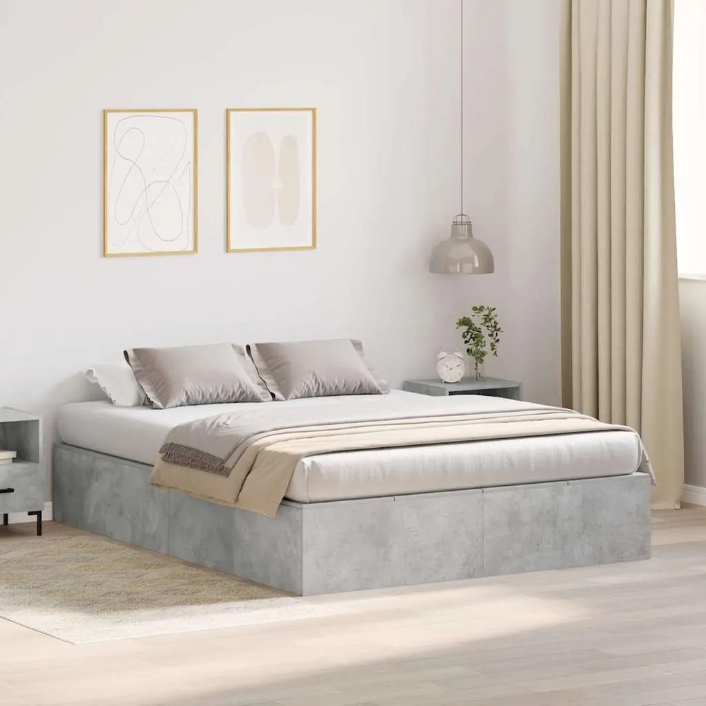 Rám postele s úložným prostorem Betonově šedá 150 x 200 cm 3335384