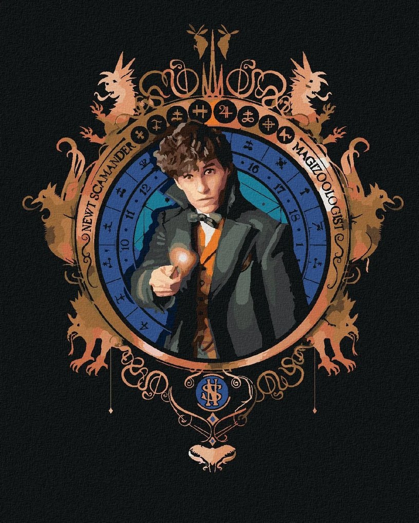 Zuty - portrét mlok scamander (fantastická zvířata), 40×50 cm, vypnuté plátno na rám