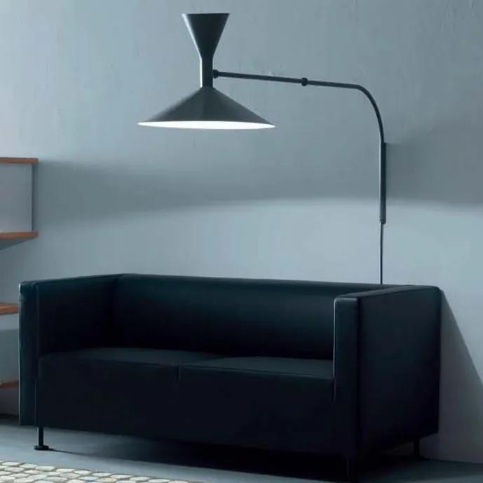 Nemo Lampe de Marseille, černá nástěnná lampa s přímým a nepřímým světlem, 2x70W E27, max 166cm