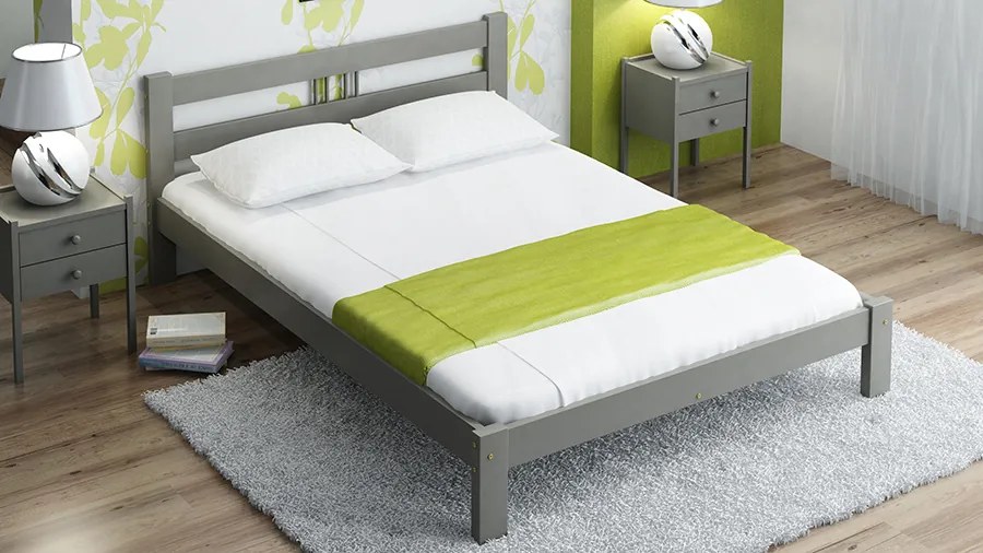 ImportWorld Dřevěná postel Jarda 120x200 + rošt ZDARMA (Barva dřeva: Šedá)