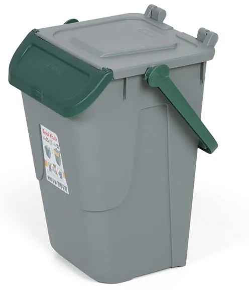 Plastový odpadkový koš na třídění odpadu ECOLOGY II, 35 l, šedá/zelená