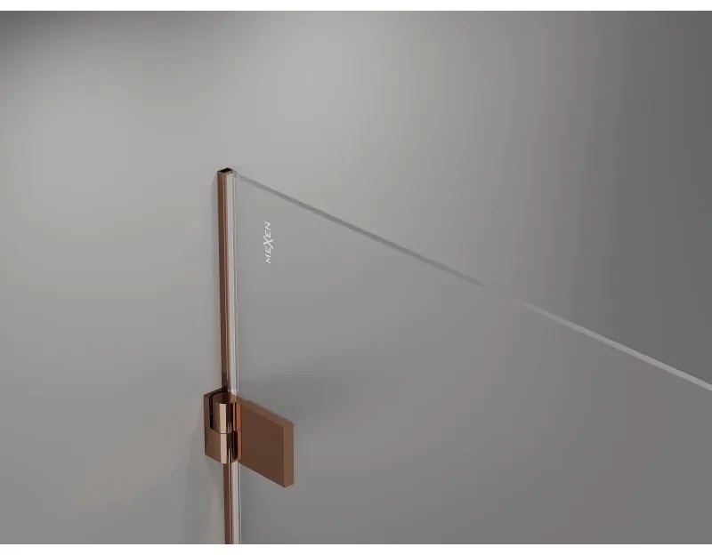 Mexen Lunar-B Duo, výklopný sprchový kout 100 x 70 cm, 8mm čiré sklo, profil růžové zlato, 832-100L-070P-60-00