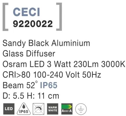 Venkovní LED svítidlo Ceci 55 černá