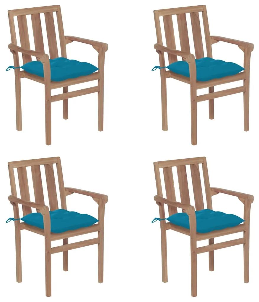 3073398 vidaXL Stohovatelné zahradní židle s poduškami 4 ks masivní teak