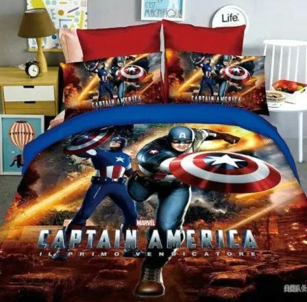 3-dílné ložní povlečení Marvel a Disney (přikrývka,  polštář, prostěradlo) Varianta: Capitan America B01