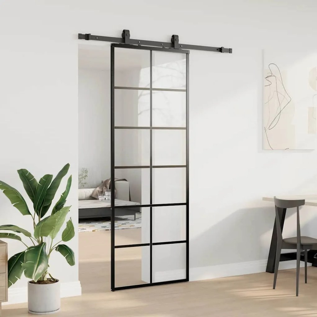 Posuvné dveře se sadou kování černé 76x205 cm ESG Glass 3375904