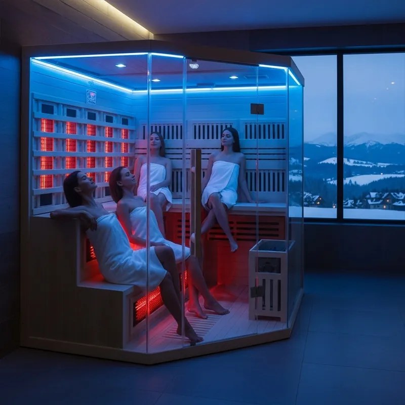 BPS-koupelny Kombinovaná sauna 2v1 - Infrasauna + finská sauna 200x200, 5-6 osob