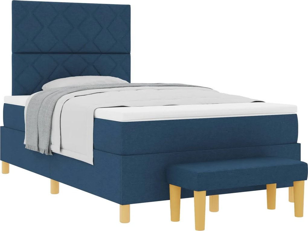 Postel s boxspringem s polštářem Modrá 190 x 120 cm textil 3344365