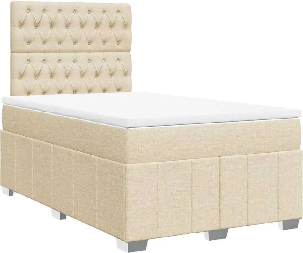 Box spring postel s matrací krémová 120x190 cm textil 3293919
