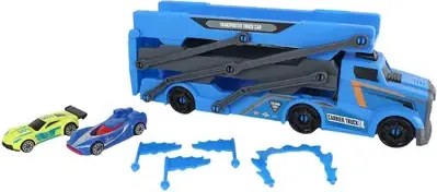 Auto tahač s vystřelovací dráhou / Herní set / 2 autíčka + doplňky / o