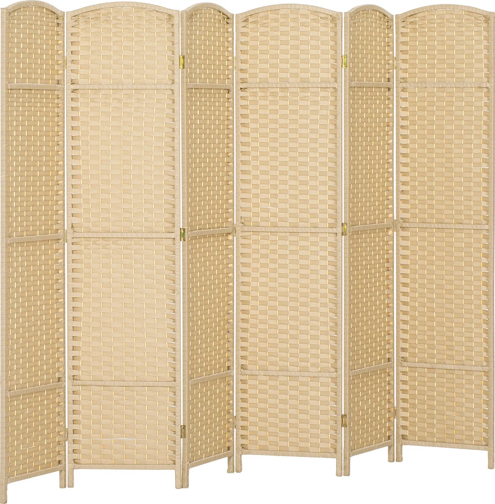 HOMCOM paravan pro vnitřní prostory ze dřeva, 6 panelů, 240 x 170 cm, skládací dělící stěna pro obývací pokoj, ložnici, přírodní