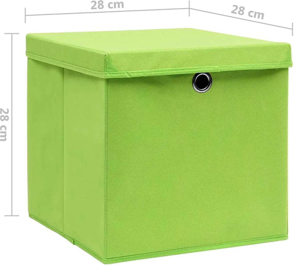 Úložné boxy s víky 10 ks 28 x 28 x 28 cm zelené 325230