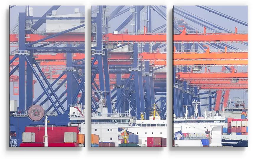 Sablio Obraz - 3-dílný Lodě v přístavu - 120x80 cm