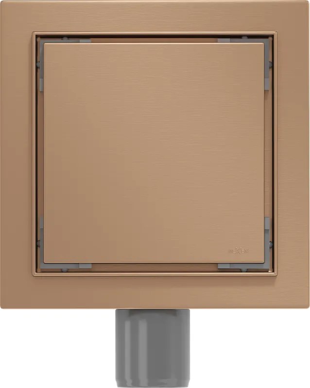 Mexen Flat-Q, bodová podlahová vpusť 12 cm, měděná matná, 1C10012