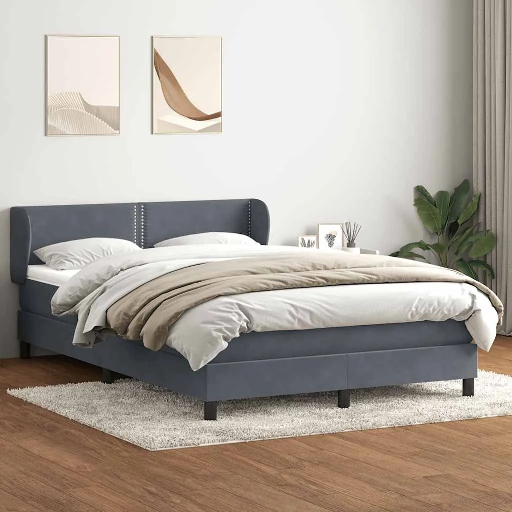 Box spring postel s matrací tmavě šedá 160x210 cm samet 3317446