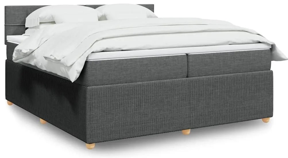 Box spring postel s matrací tmavě šedá 200x200 cm textil 3289864