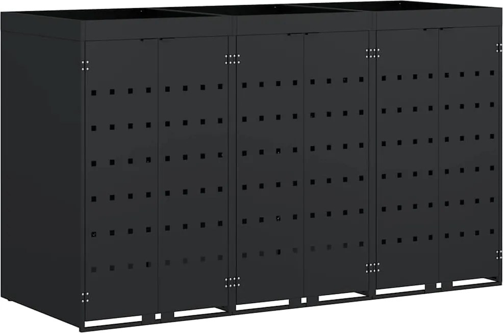 Úložný box na 3 popelnice Černá 204 x 77,5 x 121,5 cm 3394739