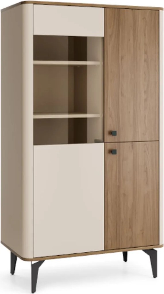 Vitrína do obývacího pokoje 88 cm na nožkách kašmír/ořech royal Aurena AU3