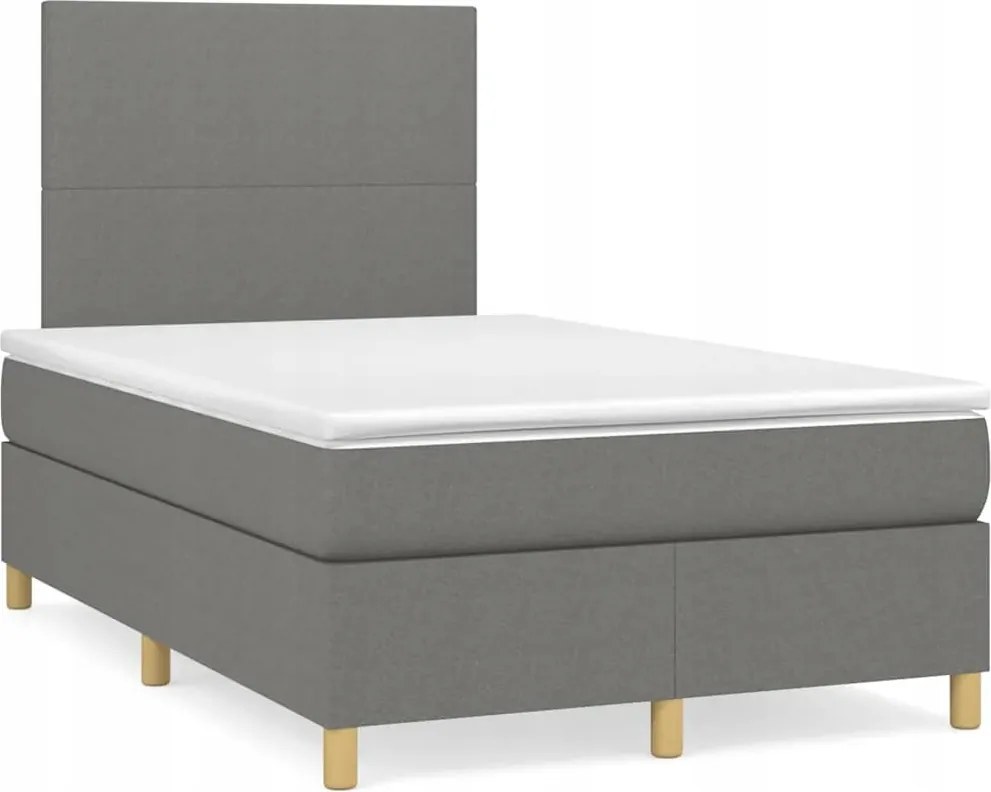 Box Spring Postel S Matrací A Led Textil Tmavě Šedá Hladký design 120 x 1