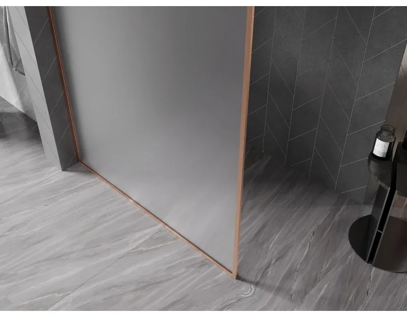Mexen, Mexen Kioto-XF sprchová stěna s rámem 90 x 202 cm, matná 10 mm, broušená měď - 800-090-104-65-30-X