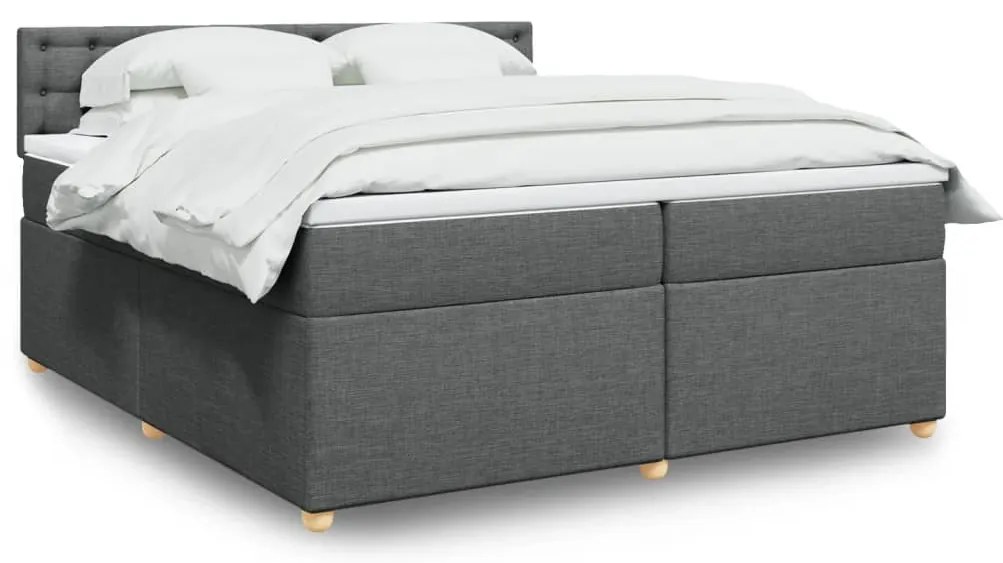 Box spring postel s matrací tmavě šedá 200x200 cm textil 3289102