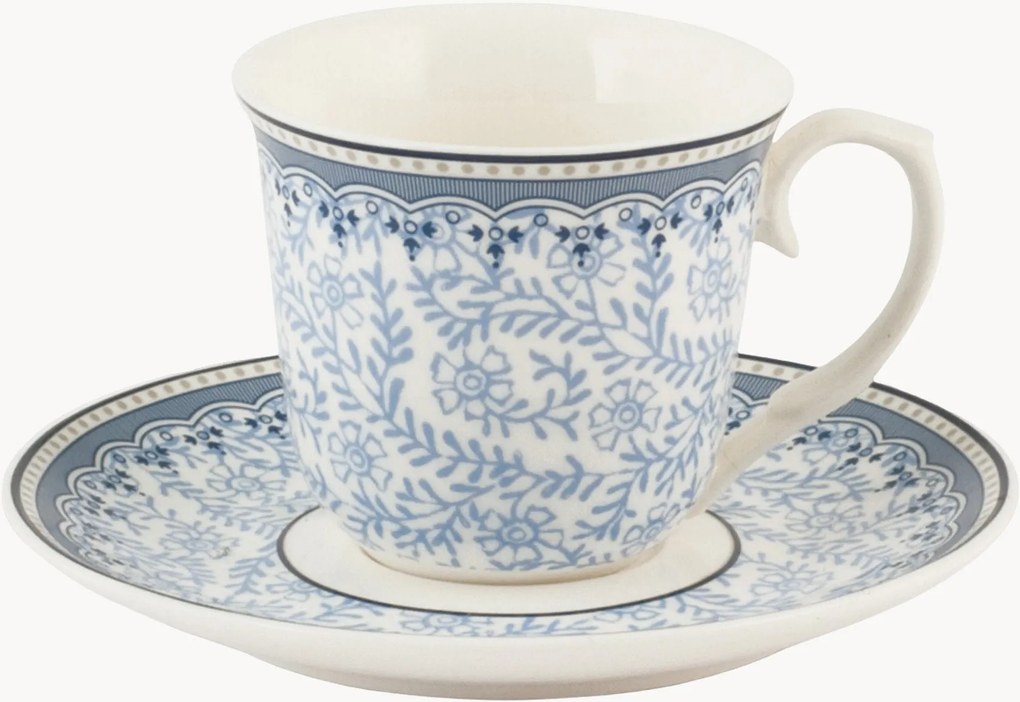 Sada porcelánových šálků na kávu's podšálky Blue Dream, 2 díly