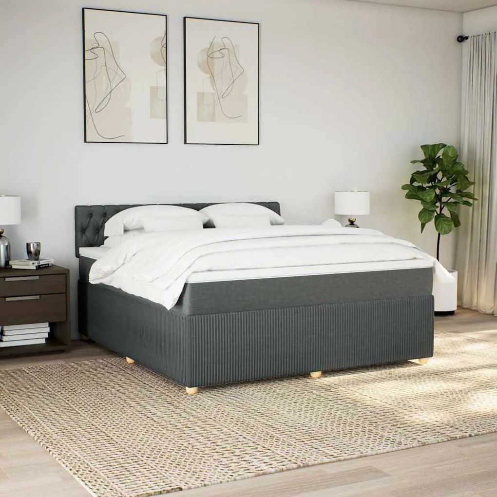 Box spring postel s matrací tmavě šedá 180x200 cm textil 3289843