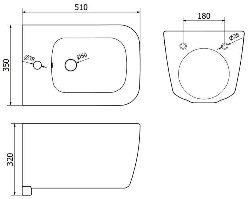 Mexen Stella závěsný bidet, Bílá - 35685100