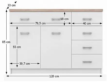 Moderní komoda TOPTY 2D5S, bílá / dub sonoma