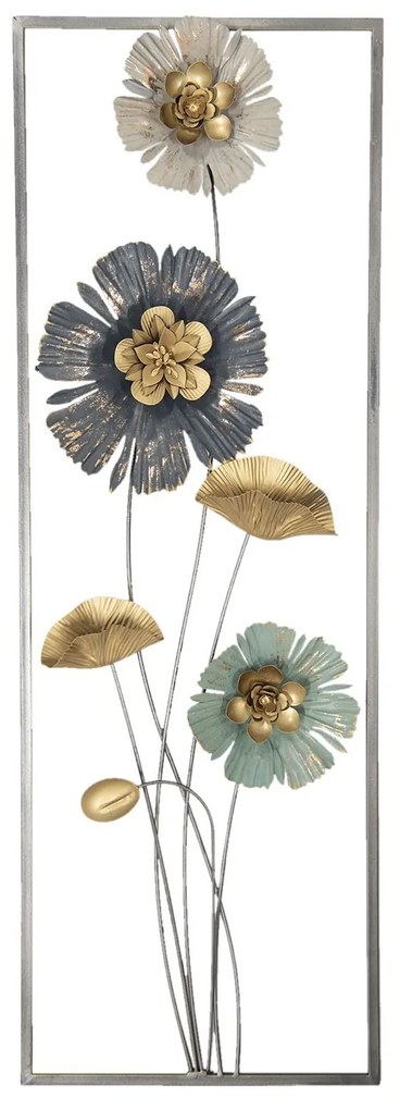 Nástěnná kovová dekorace Flowers - 31*6*90 cm