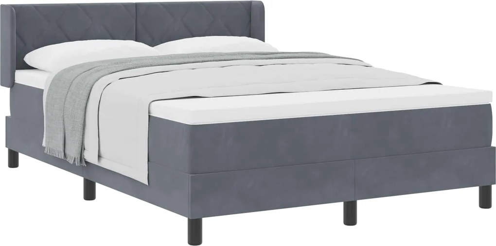 Postel s boxspringem s čelo Tmavě šedá 200 x 140 cm samet 3341523